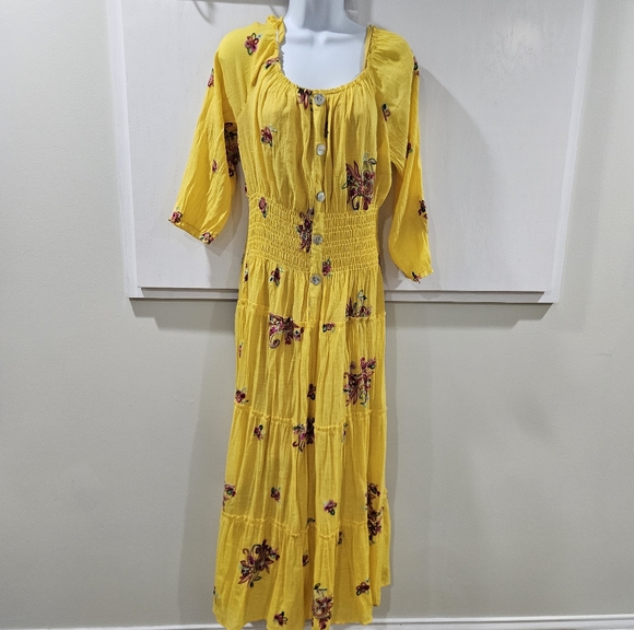 fig and flower | Dresses | Fig Flower Dress Maxi Boho Embroidered ...